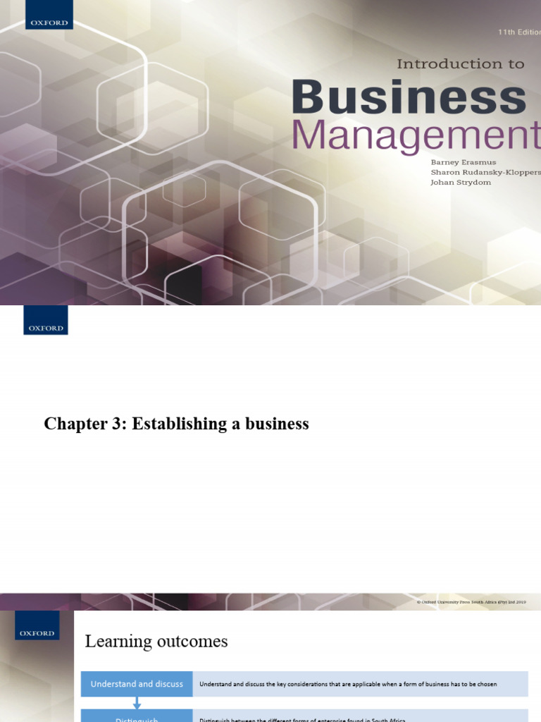 Chapter 3 - Establishing A Business | PDF | Business Plan ...