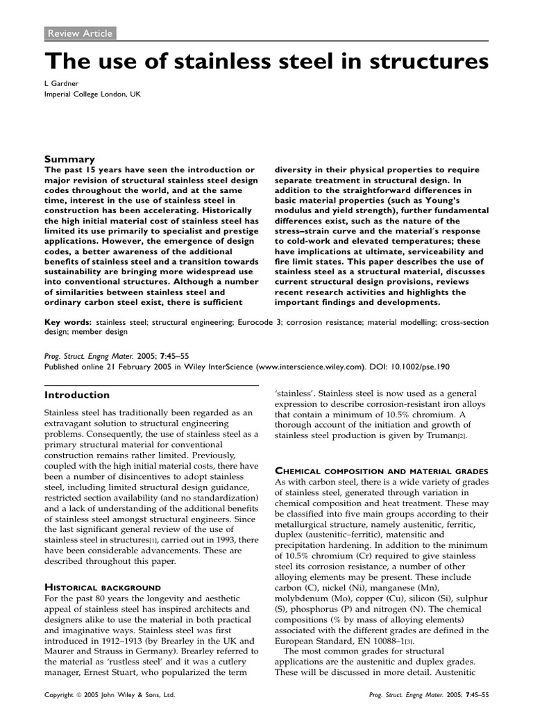 Progress Structural Eng Maths - 2005 - Gardner - The Use of Stainless ... Progress Structural Eng Maths - 2005 - Gardner - The Use of Stainless ...