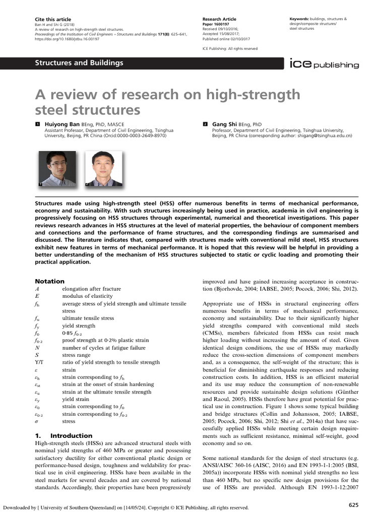 Ban Shi 2018 A Review of Research On High Strength Steel Structures ...