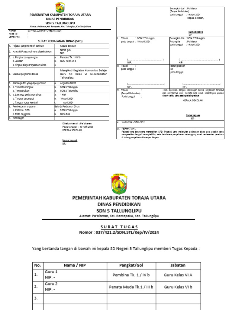Contoh SPPD GURU | PDF