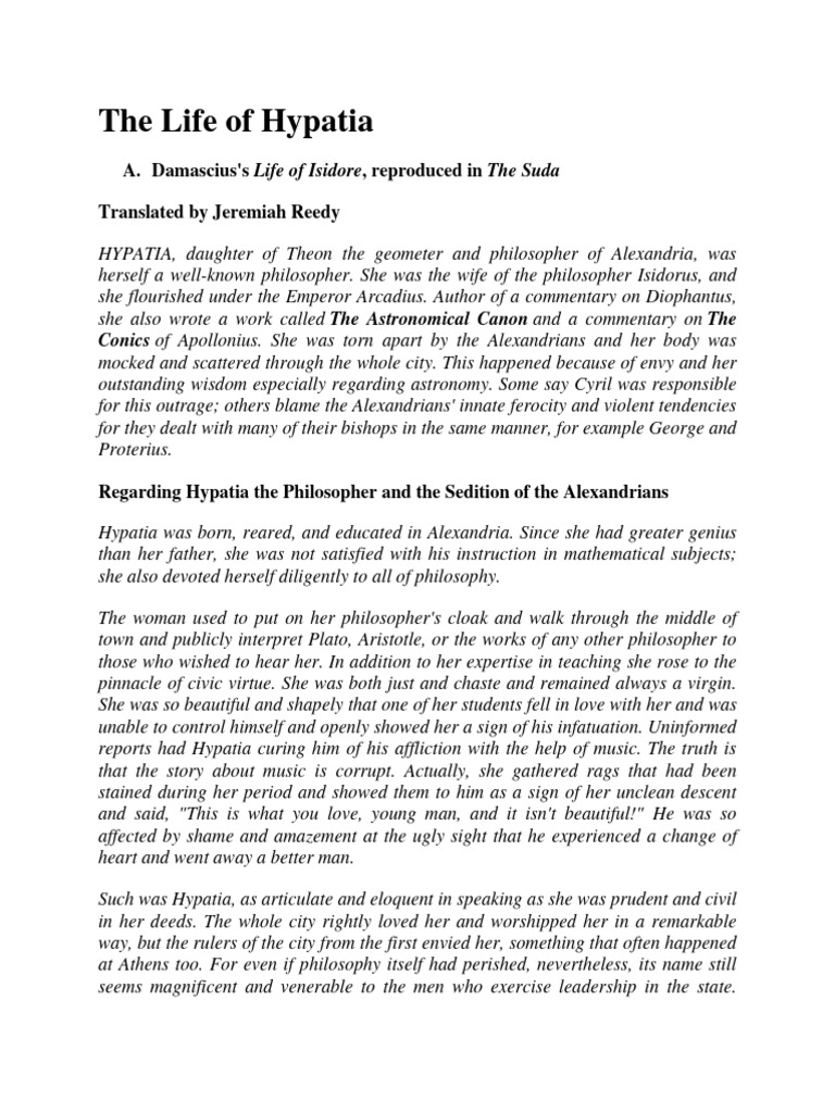 The Life of Hypatia | PDF