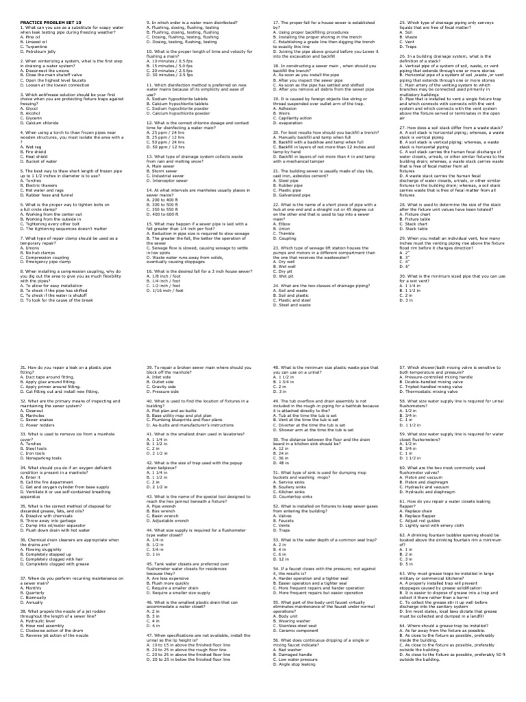 Practice Problem Set 10 | PDF | Plumbing | Storm Drain