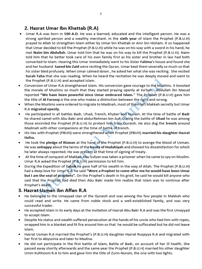 First Islamic Community Islamiyat p1 | PDF | Muhammad | Ali