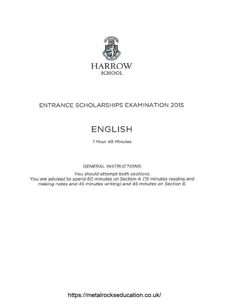 Harrow 2015 Scholarship English Paper | PDF | Social Science | Science ...