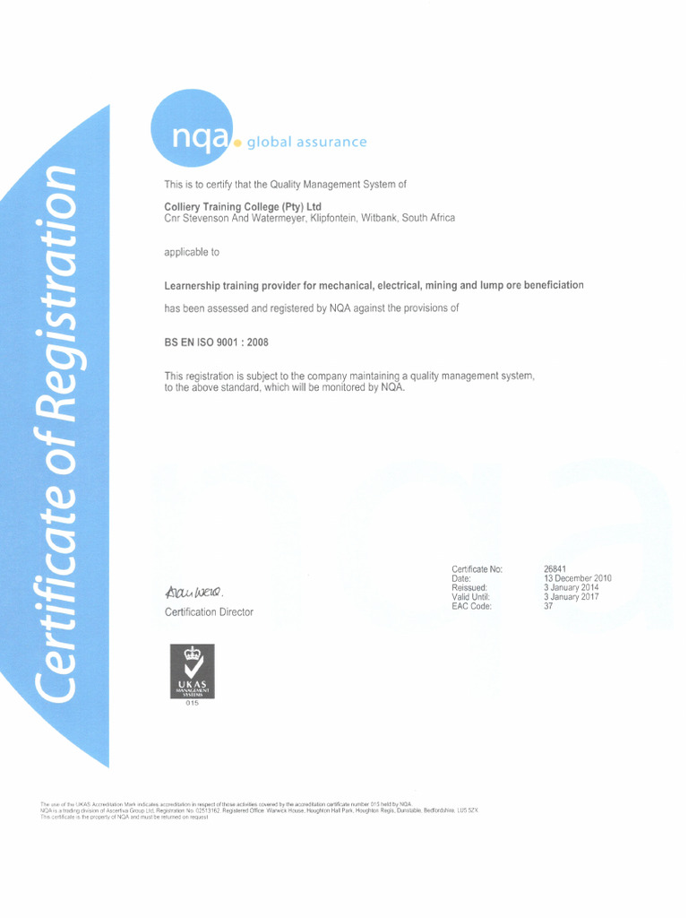 Nqa Certificate | PDF