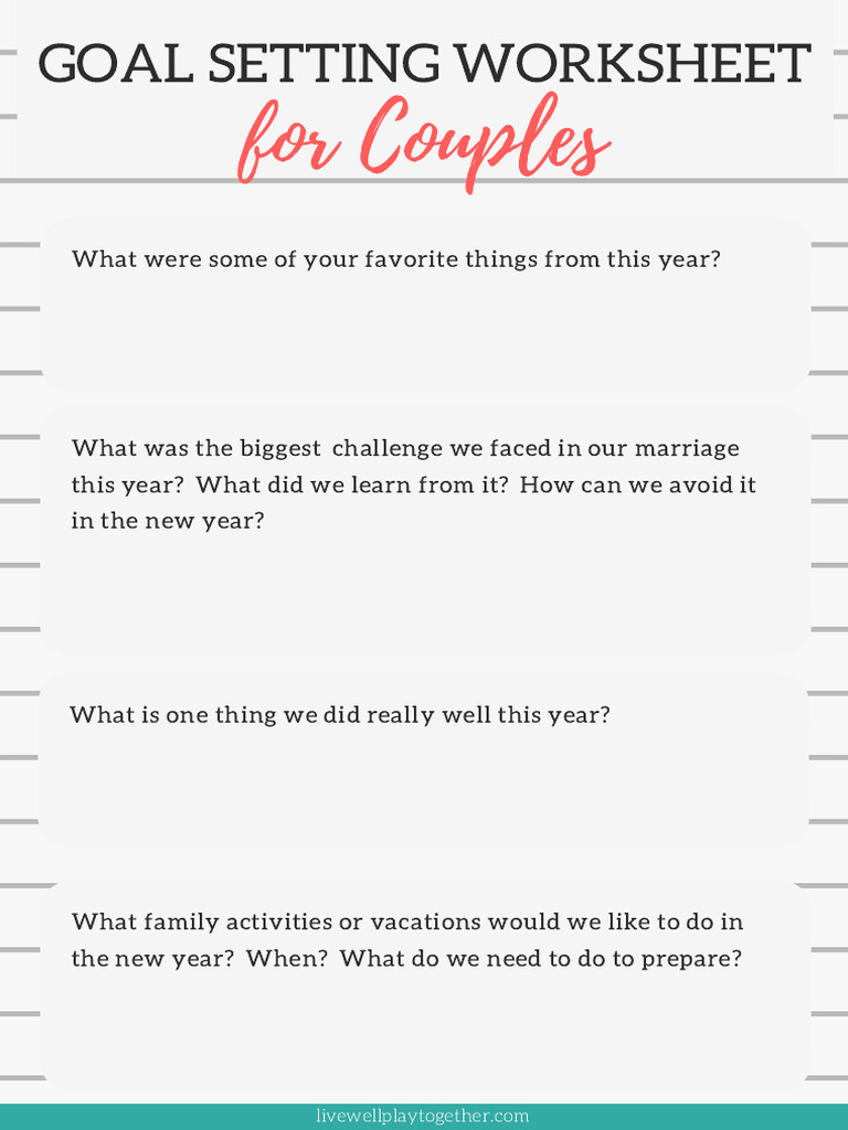 Goal Setting Worksheet For Couples | PDF | Career & Growth | Lifestyle