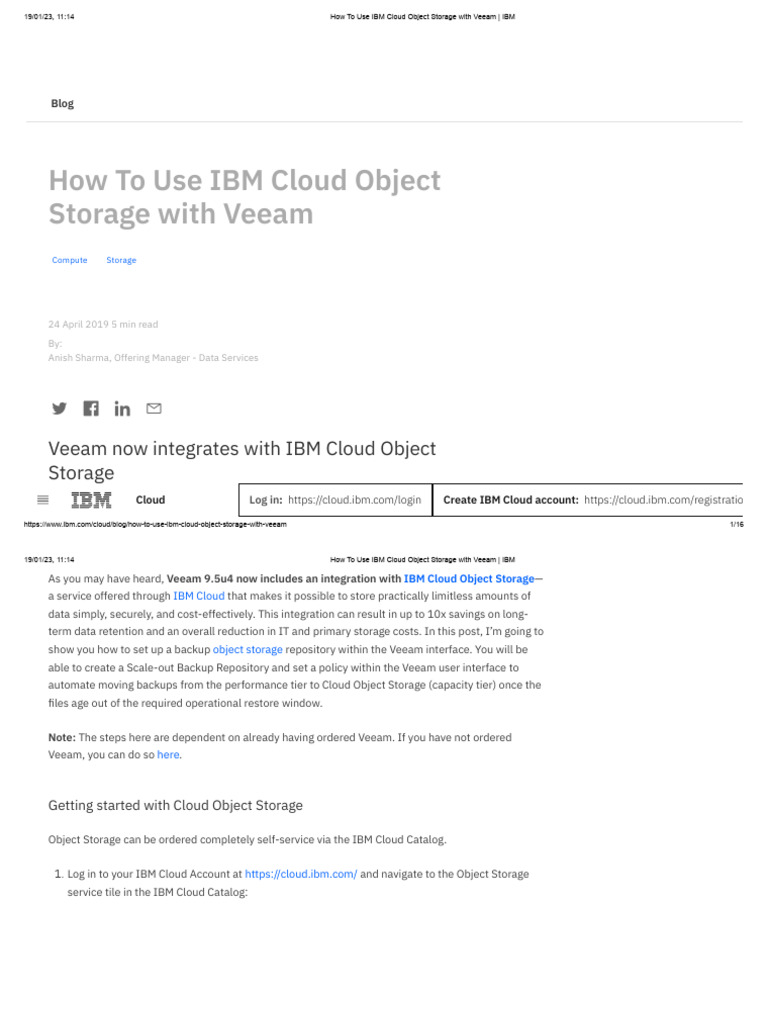 How To Use IBM Cloud Object Storage With Veeam - IBM | PDF | Cloud Computing | Backup