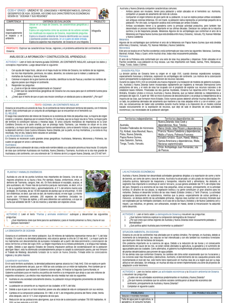 2 (3) CCSS 4° Ficha de Estudiante | PDF | Oceanía | Polinesia