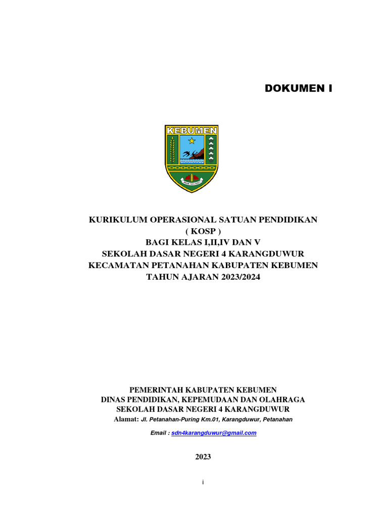 Kosp 2023-2024 SDN 4 Karangduwur | PDF