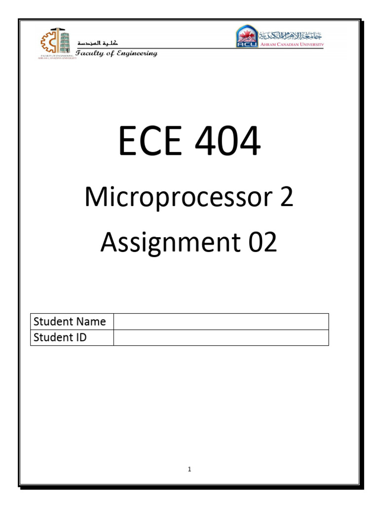 ECE 404 Microprocessor Assignment 02 | PDF