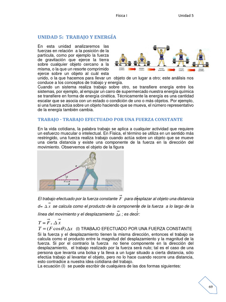 UNIDAD 5 - Trabajo y Rotación | PDF | Fuerza | Vector Euclidiano