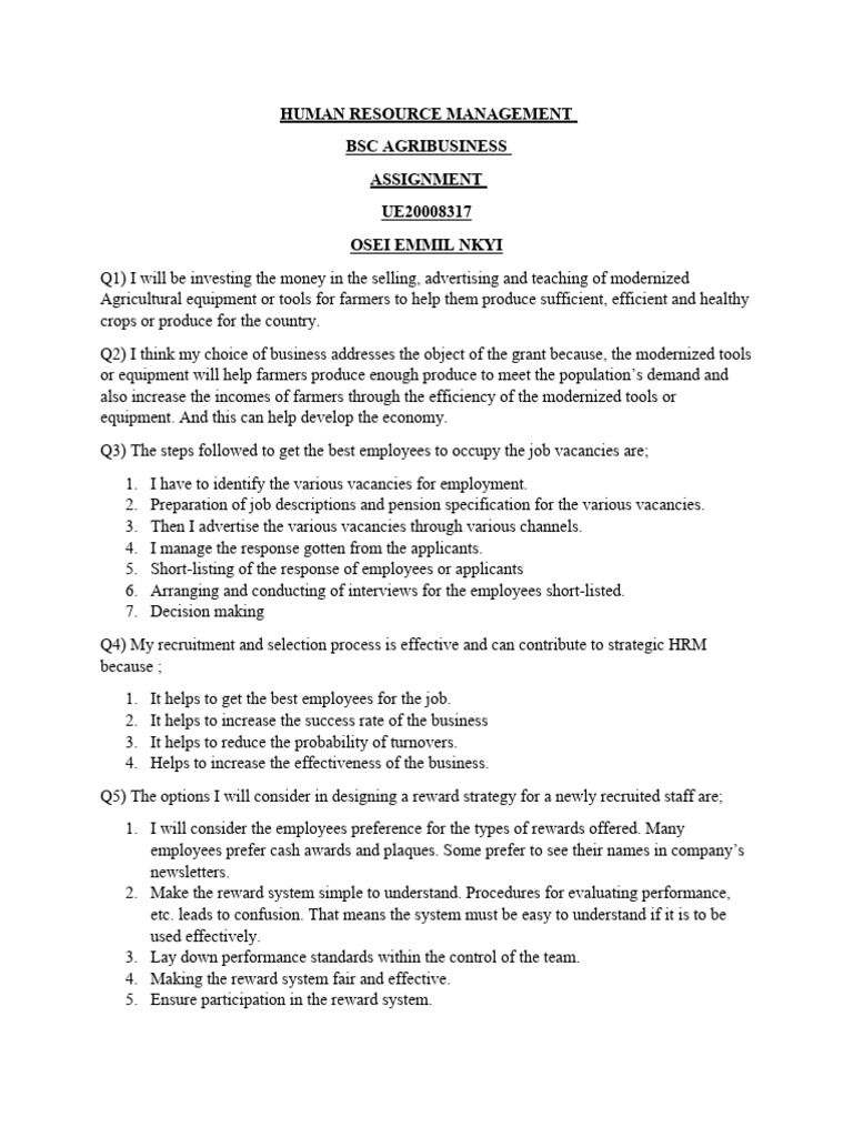 HRM Assignment | PDF | Employment | Marketing