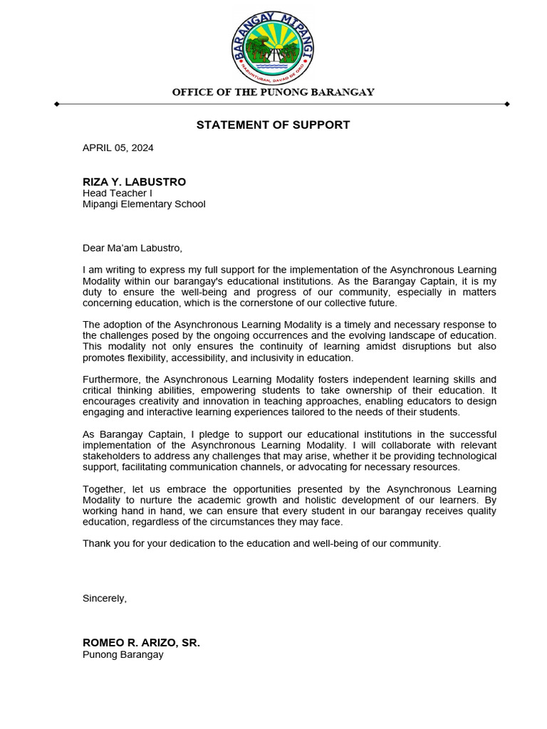 Statement of Support | PDF | Wellness