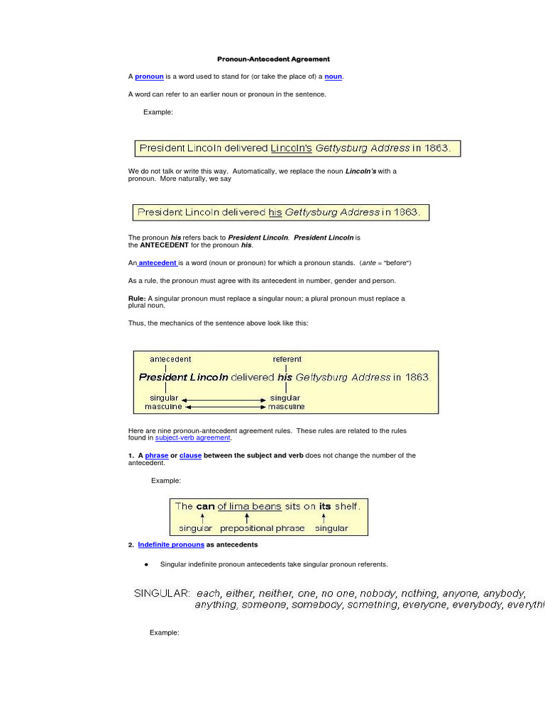 Unit 1.1 Pronoun Antecedent Agreement | PDF | Pronoun | Grammatical Number