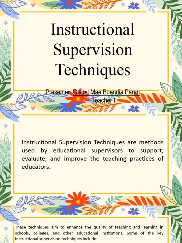 Effective Instructional Supervision Techniques | PDF | Teachers ...
