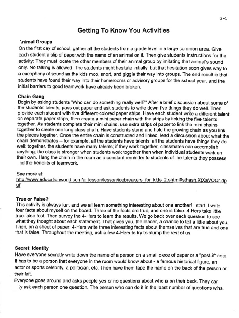 Section 2 - Getting To Know You 2.1 - 2.38 | PDF