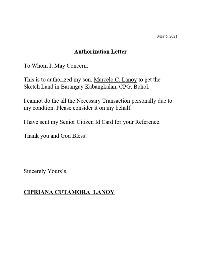 Authorization Letter | PDF