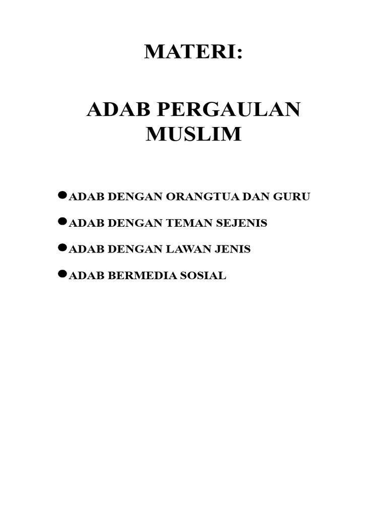 Adab Pergaulan Muslim | PDF