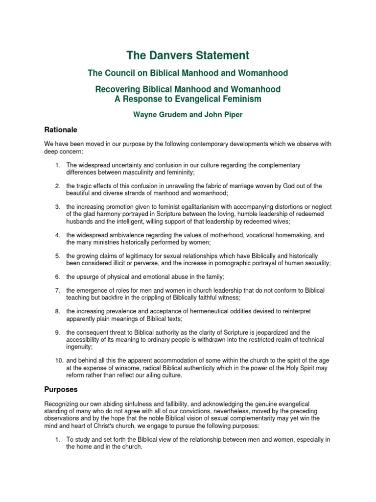 Creed Danvers Statement | PDF | Salvation | Religious Belief And Doctrine