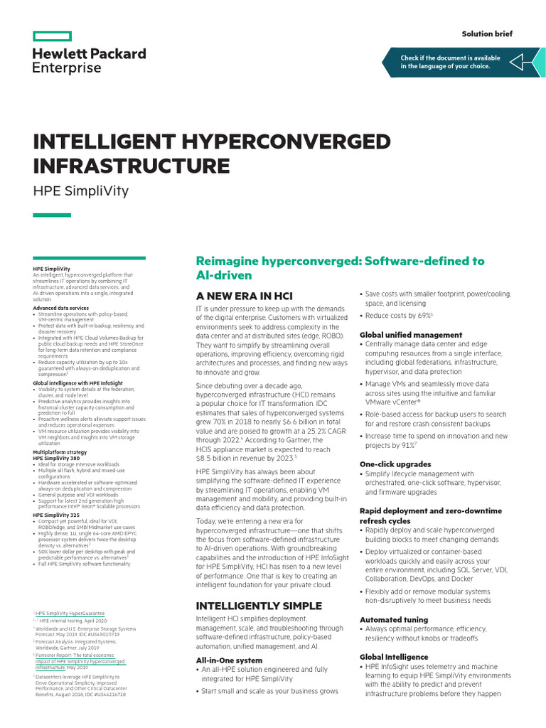 Solution Brief Intelligent Hyperconverged Infrastructure Hpe