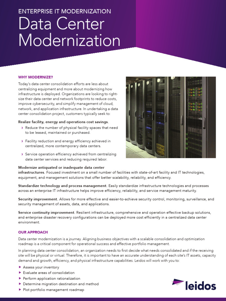 FS Enterprise IT Data Center Modernization Leidos | PDF | Data Center | Cloud Computing