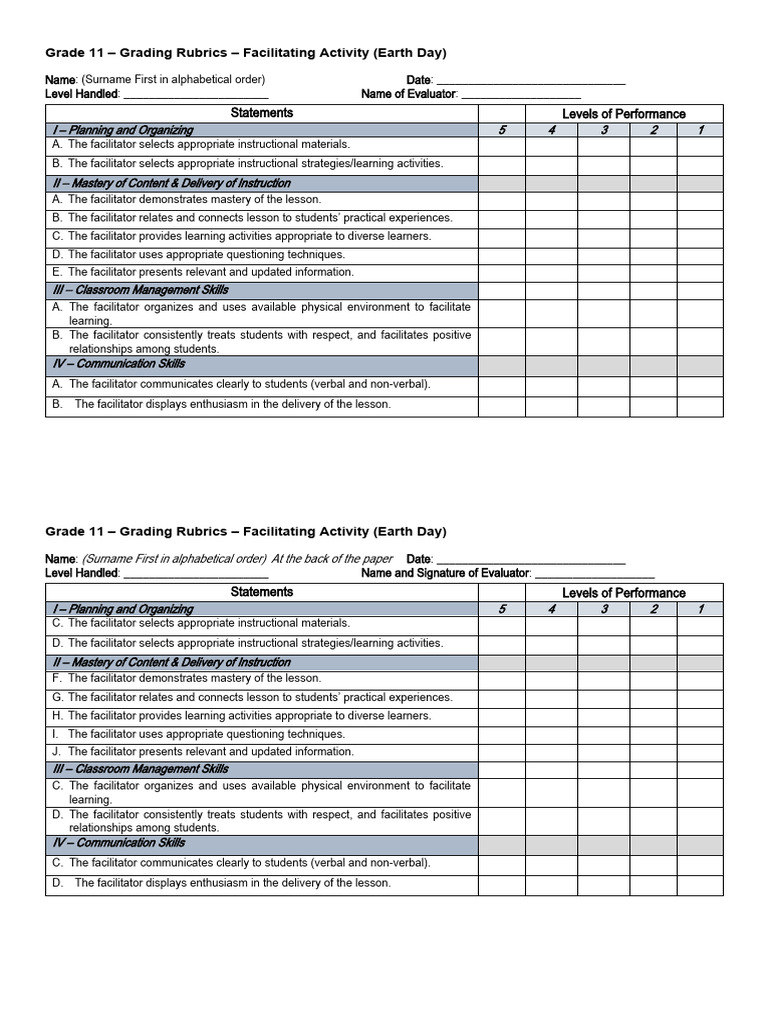 Rubrics - Faci Demo Teach | PDF | Learning | Facilitator