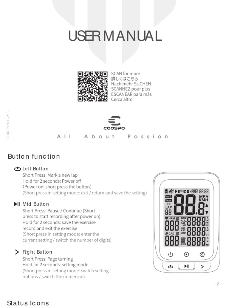 Coospo Bike Computer | PDF | Bluetooth