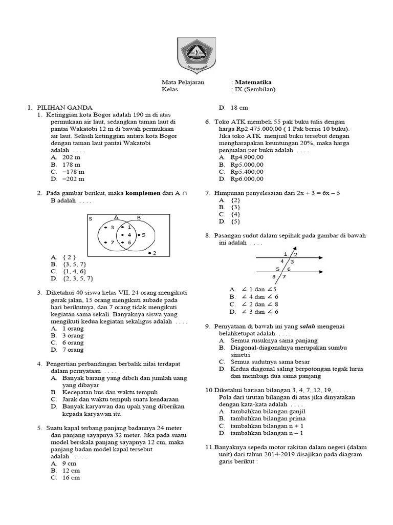 Latihan Persiapan Ujian Sekolah | PDF