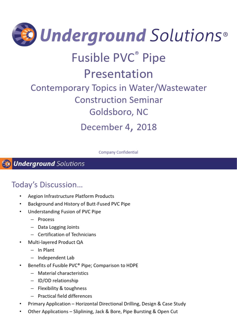 Underground Solutions FPVC Presentation - Trends 11-20-18 | PDF | Pipe ...