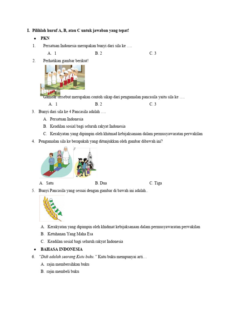 Soal Pas Kelas 2 Tema 1 (2023) | PDF