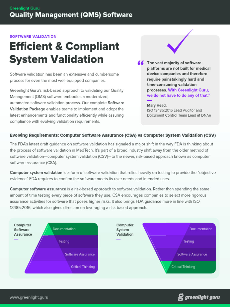 Greenlight Guru Validation | PDF | Verification And Validation | Quality Management System