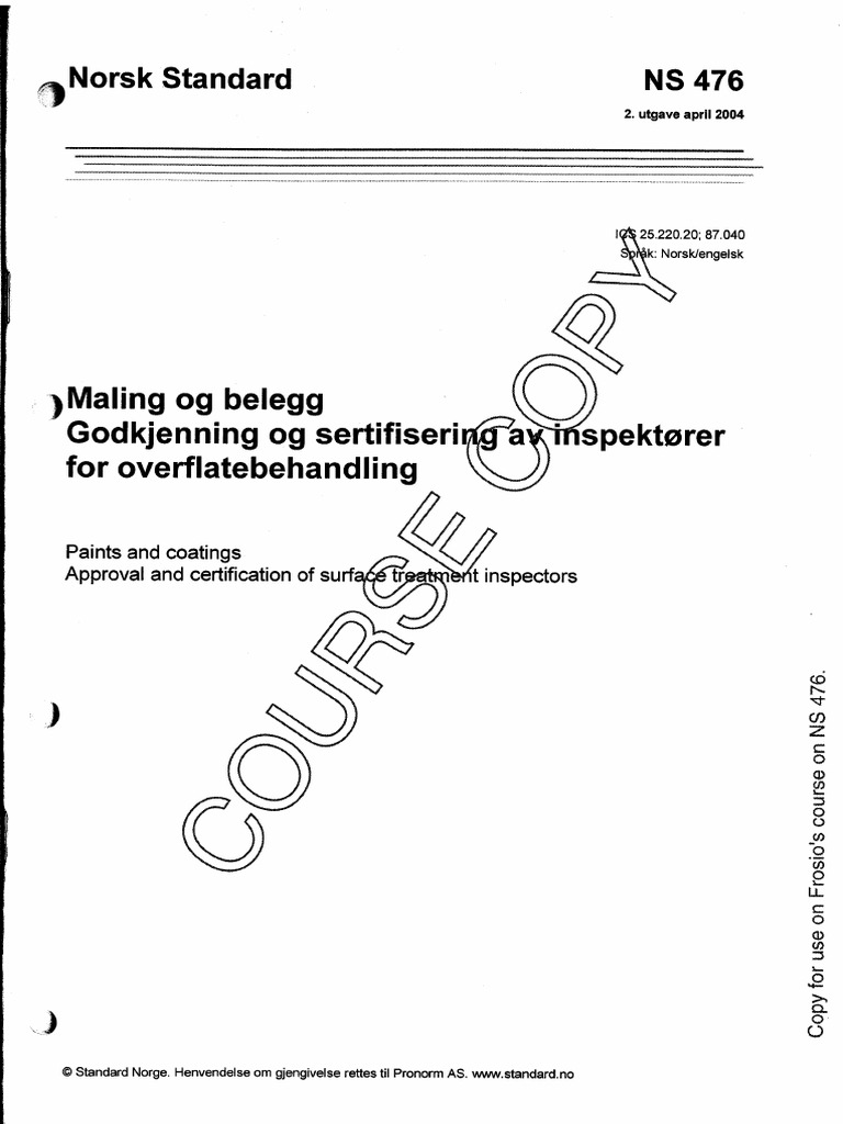 Norsok Standard NS 476 | PDF