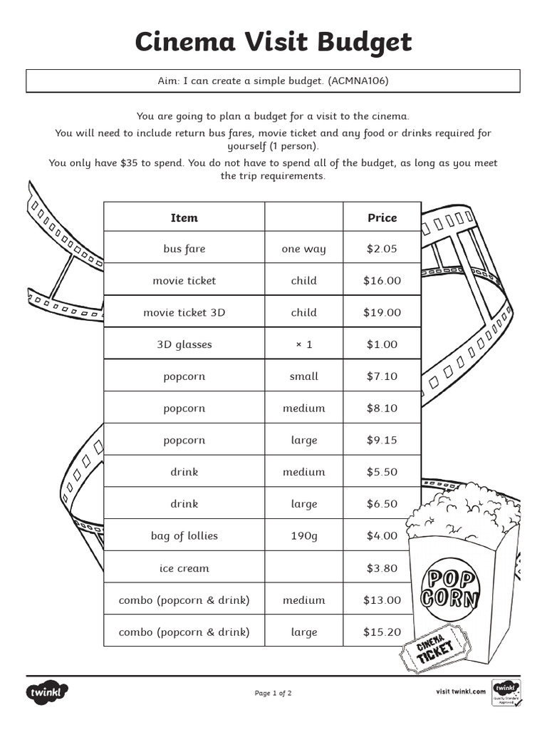 Cinema Visit Budget Planner Guide | PDF