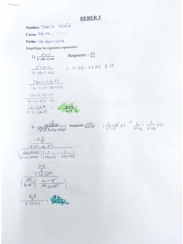 Deber 3 Vilaña Danilo Fundamentos de Matemática PDF | PDF