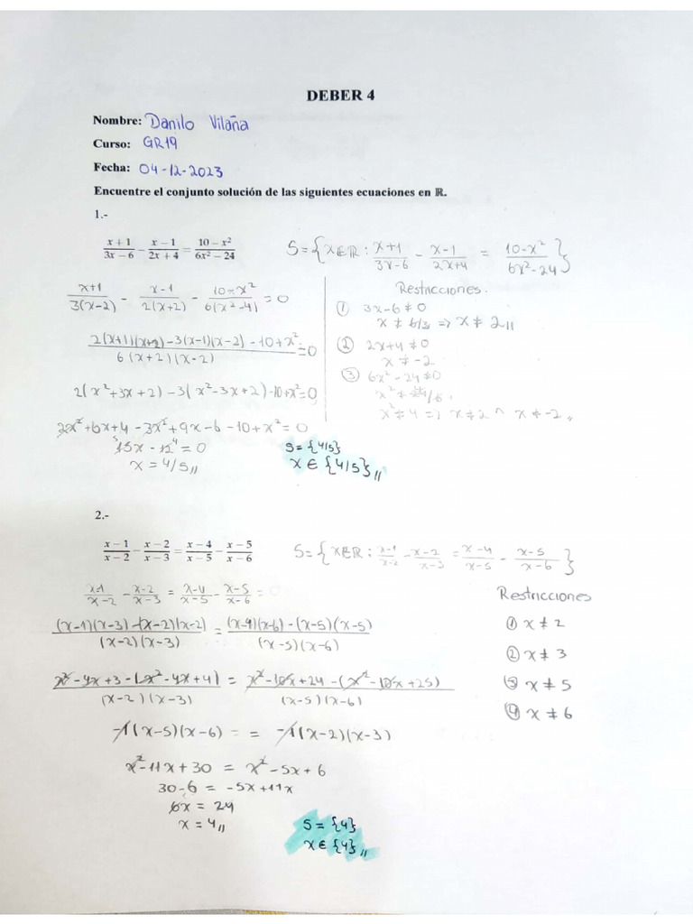 Deber 4 Vilaña Danilo Fundamentos de Matemática PDF | PDF