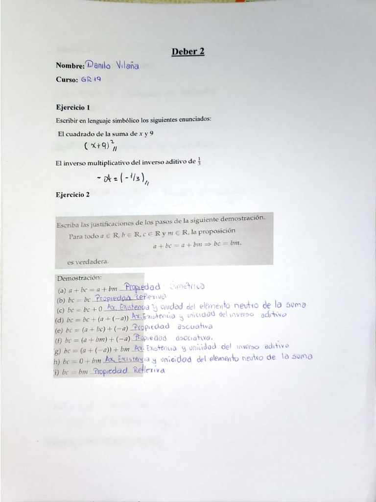 Deber 2 Vilaña Danilo Fundamentos de Matemática | PDF