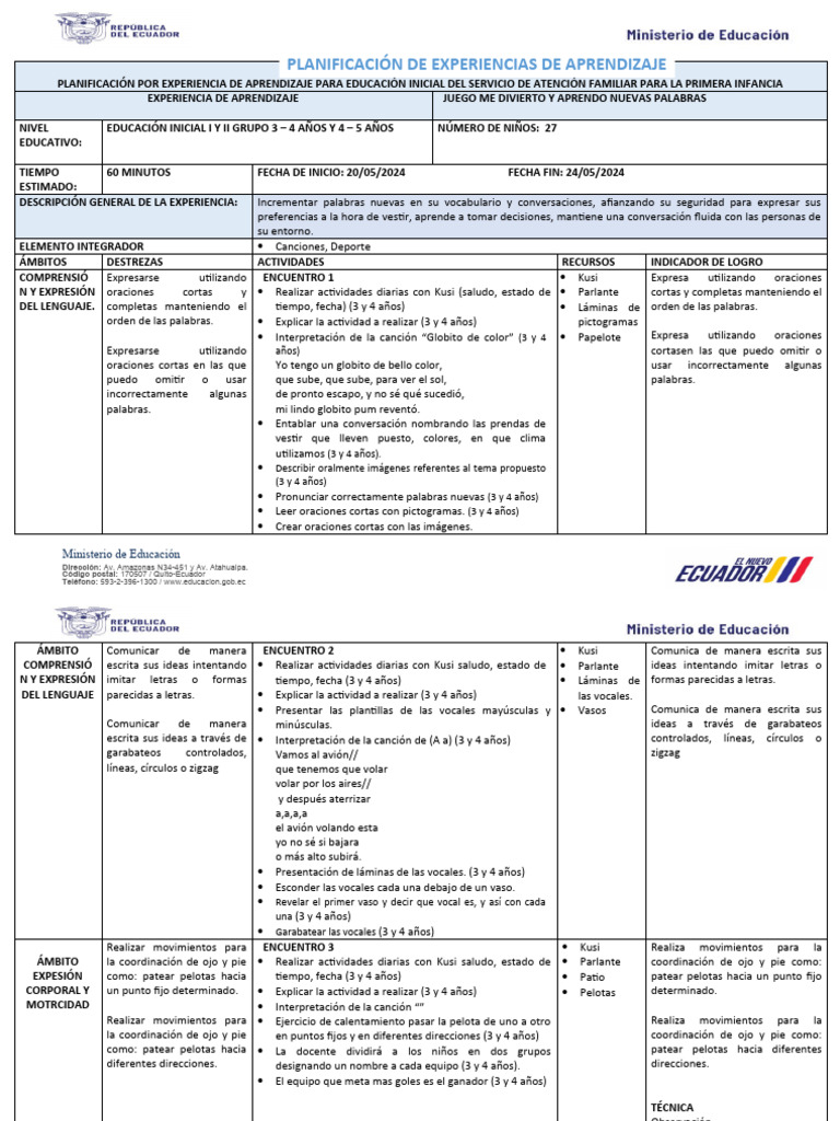 Juego Me Divierto y Aprendo Nuevas Palabras 20 Al 24 Mayo | PDF ...