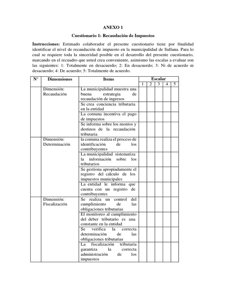 Cuestionario de Recaudación Tributaria | PDF | Impuestos