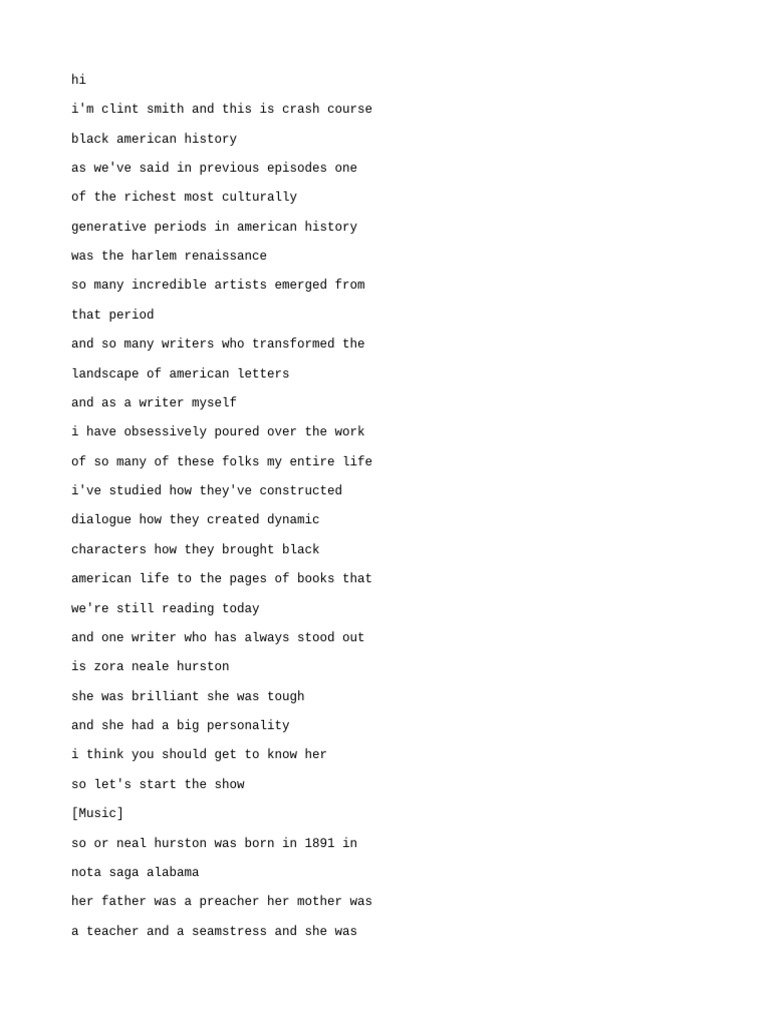 (English (Auto-Generated) ) Zora Neale Hurston - Crash Course Black ...