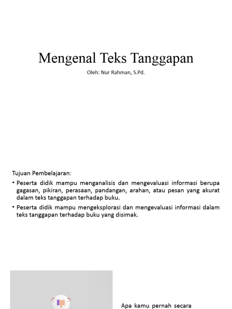 Mengenal Teks Tanggapan | PDF