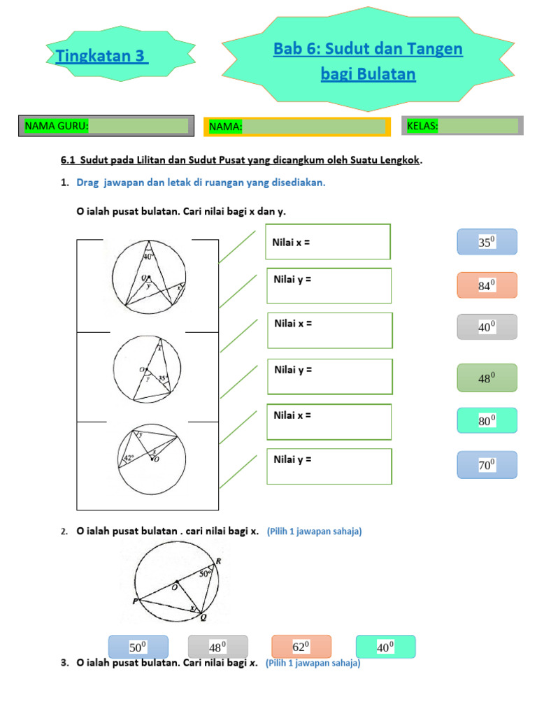 BAB 6 Sudut Dan Tangen Bagi Bulatan | PDF