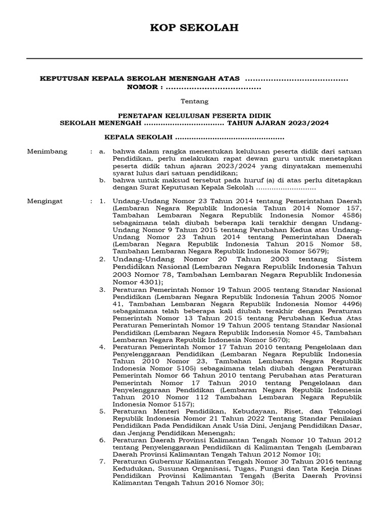 SK Kelulusan Siswa Sma-Smk-Slb 2024 | PDF