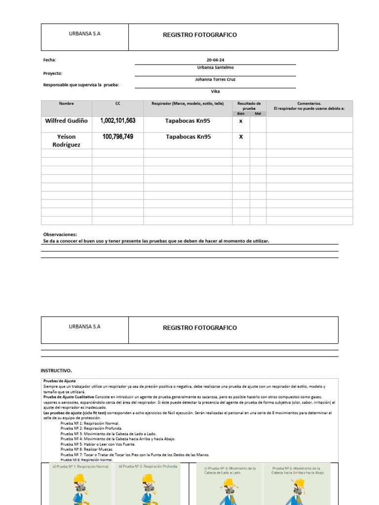 Prueba Ajuste Respiradores vika | PDF