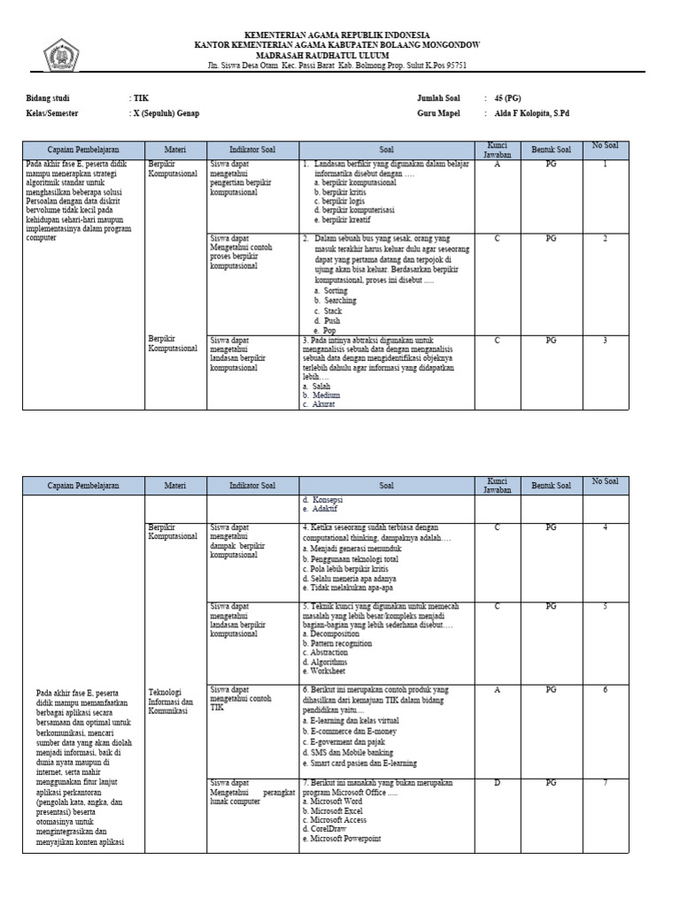 Tik Kelas X Xi Genap | PDF