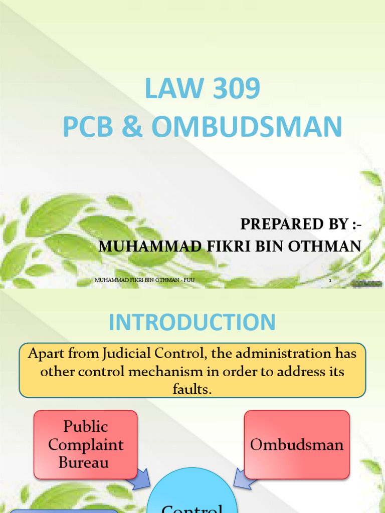 LAW309-7 PCB & Ombudsman | PDF | Governance | Justice