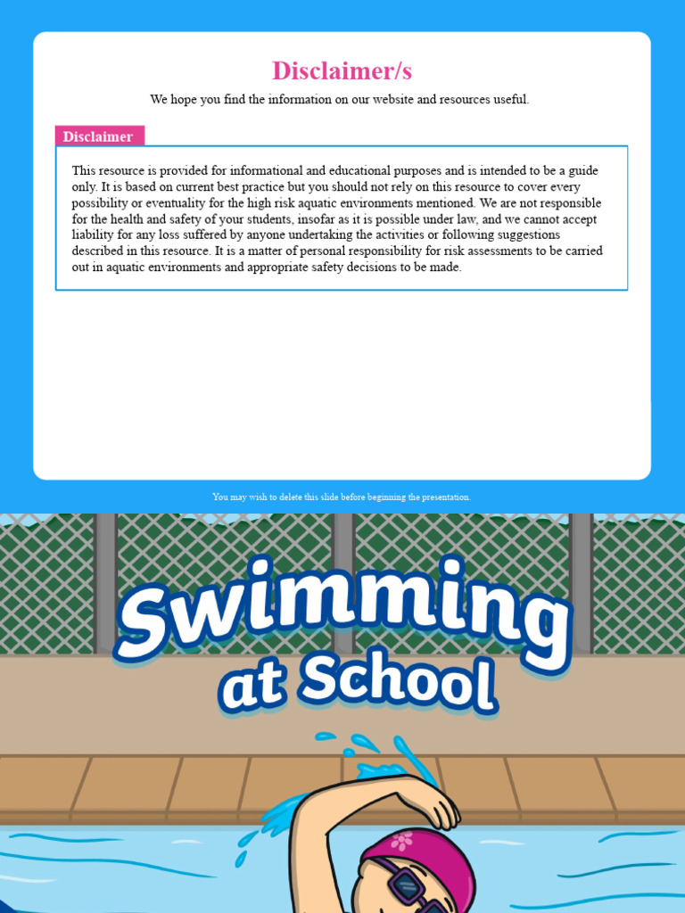 Social Story Swimming Lessons at School | PDF | Swimming | Risk