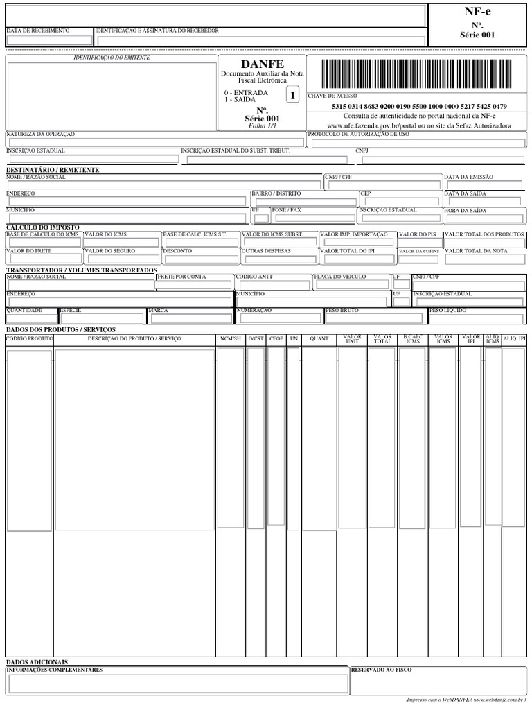 Danfe em Branco Edit | PDF