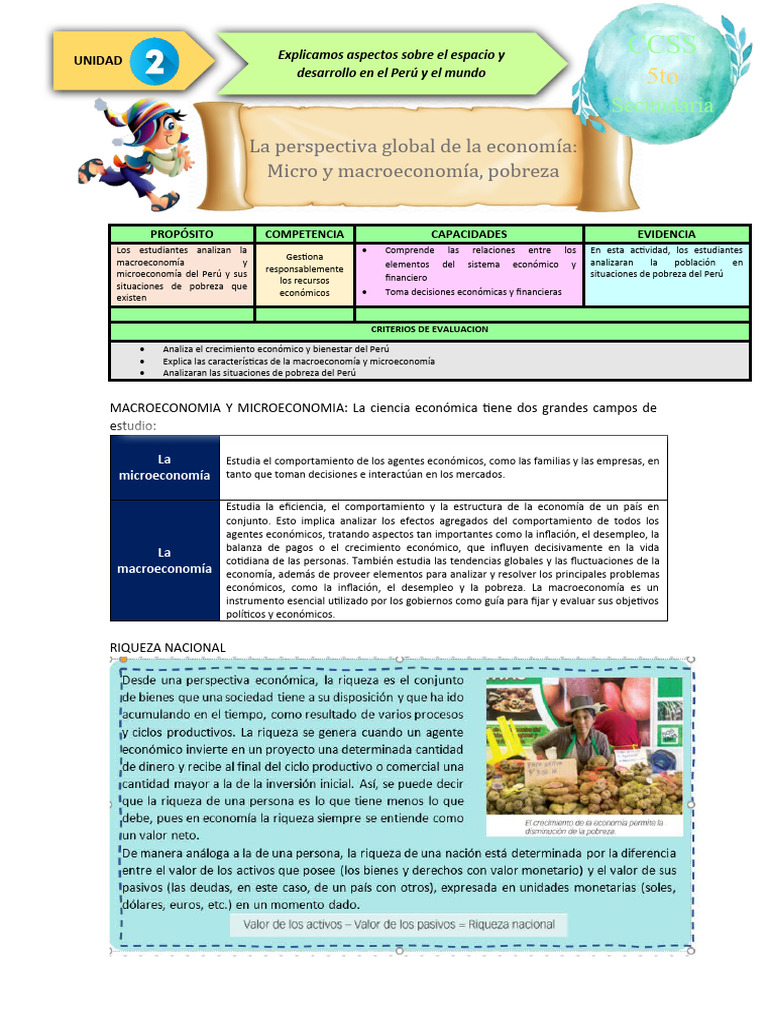 FICHA DE ACTIVIDAD CCSS 5°-SEMANA 3 (U2) | Descargar gratis PDF | Macroeconómica | Microeconomía