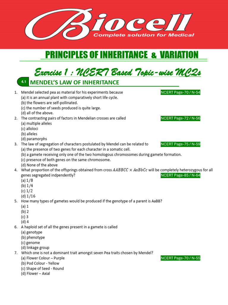5.principles of Inheritance & Variation | PDF | Dominance (Genetics ...