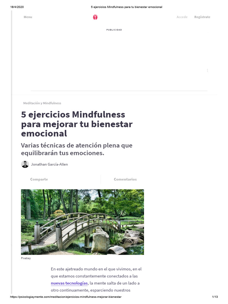 5 Ejercicios Mindfulness para Tu Bienestar Emocional | PDF | Las emociones | Atención plena